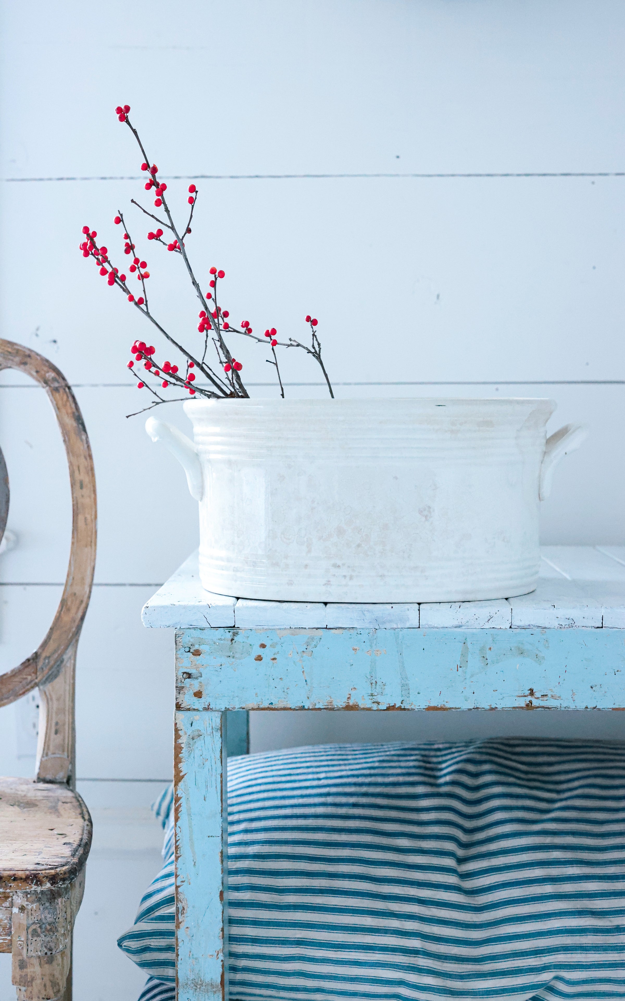 Large Vintage Dutch Ironstone Foot Bath – Dreamy Whites